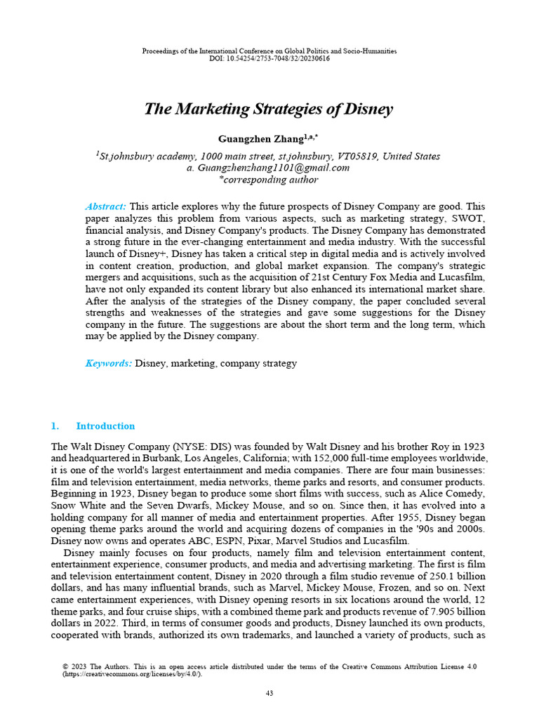 Disney's Marketing Strategies Explained | PDF | The Walt Disney Company ...