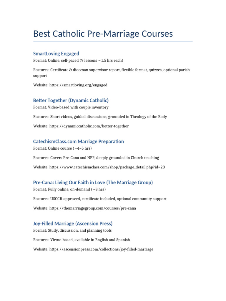 Catholic Pre Marriage Courses | PDF