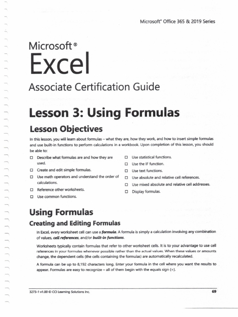 Excel Lesson 3 | PDF