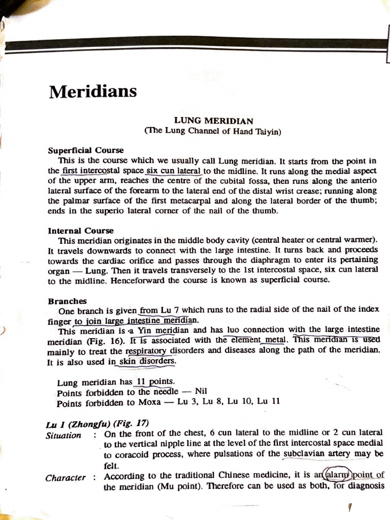 Lung Meridian Acupuncture Guide | PDF | Hand | Thumb