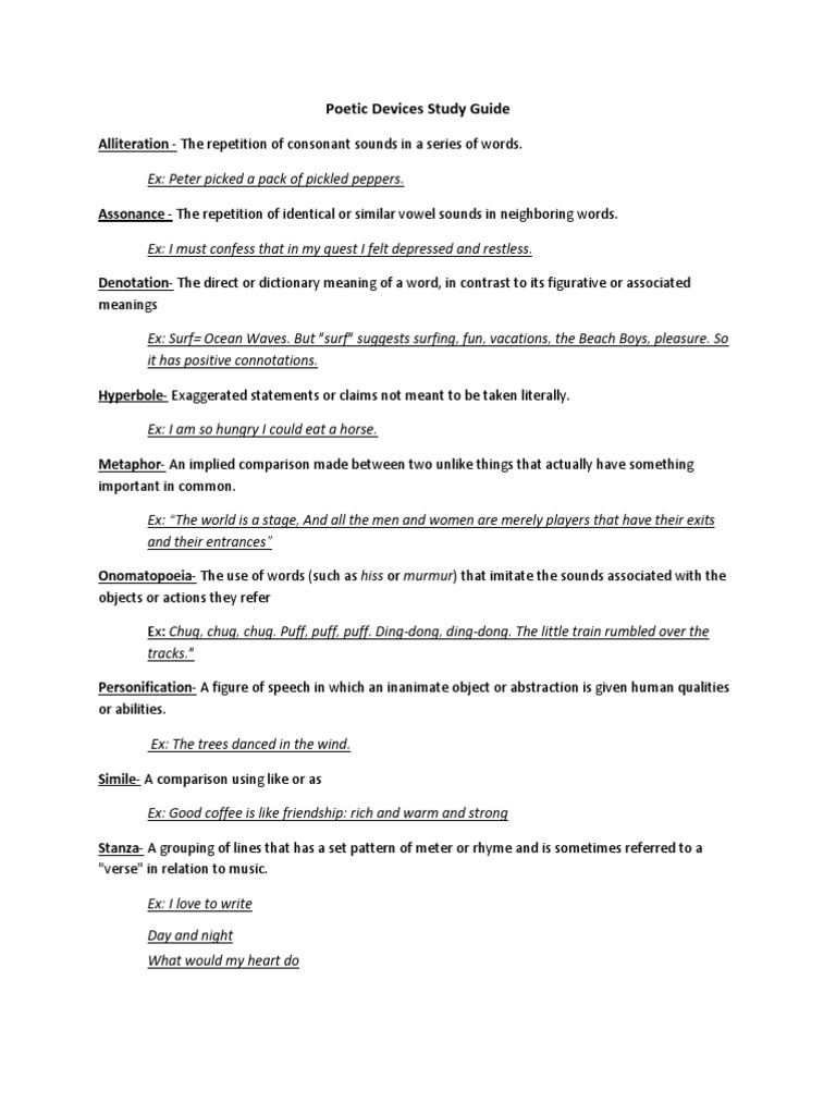 Poetic Devices Explained | PDF
