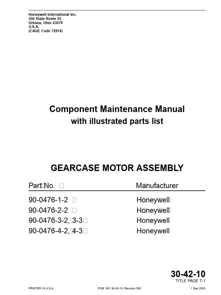 Component Maintenance Manual: With Illustrated Parts List | PDF