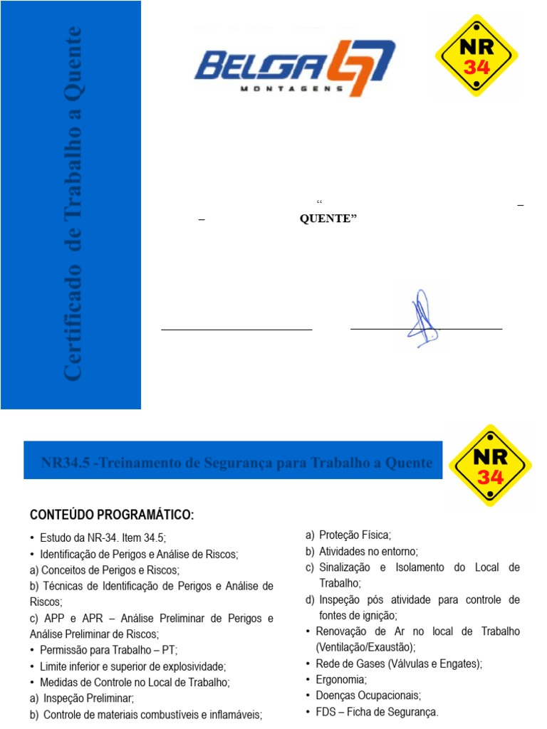 Certificado Nr34.5 - Marcelo Porto Oliveira | PDF | Segurança e saúde ...