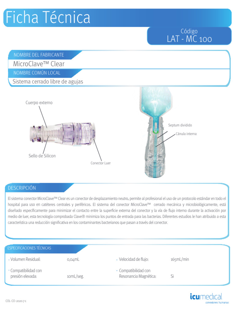 COL-CO-2020!7!1 - Ficha Técnica Conector Micro Clave Clear LAT MC-100 ...