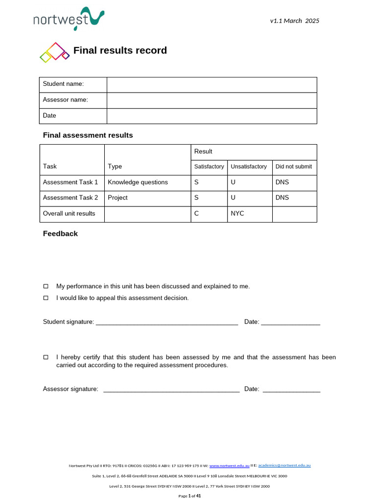 TASK 1 BSBPEF501 Student Assessment Tasks Version 1.1 | PDF ...