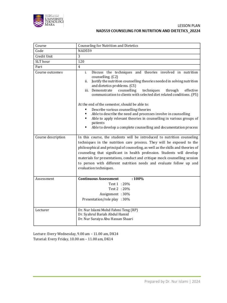 Nutrition Counseling Course Overview | PDF | Psychotherapy | Cognitive ...