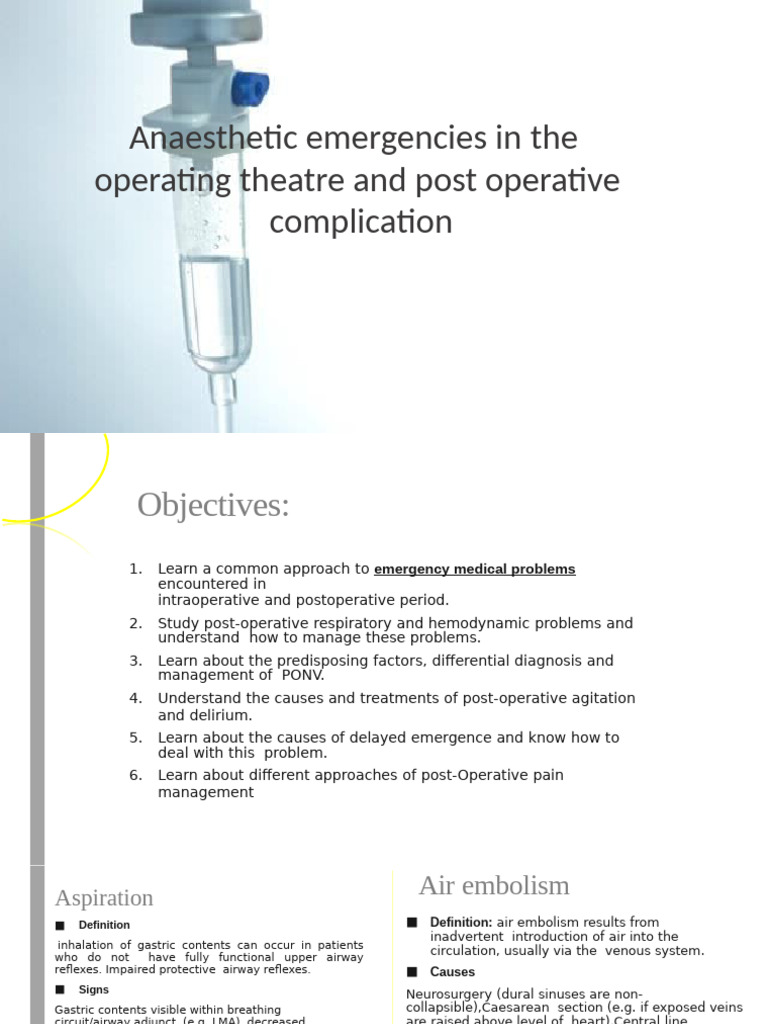 Anaesthetic Emergencies and Management Guide | PDF | Anesthesia ...