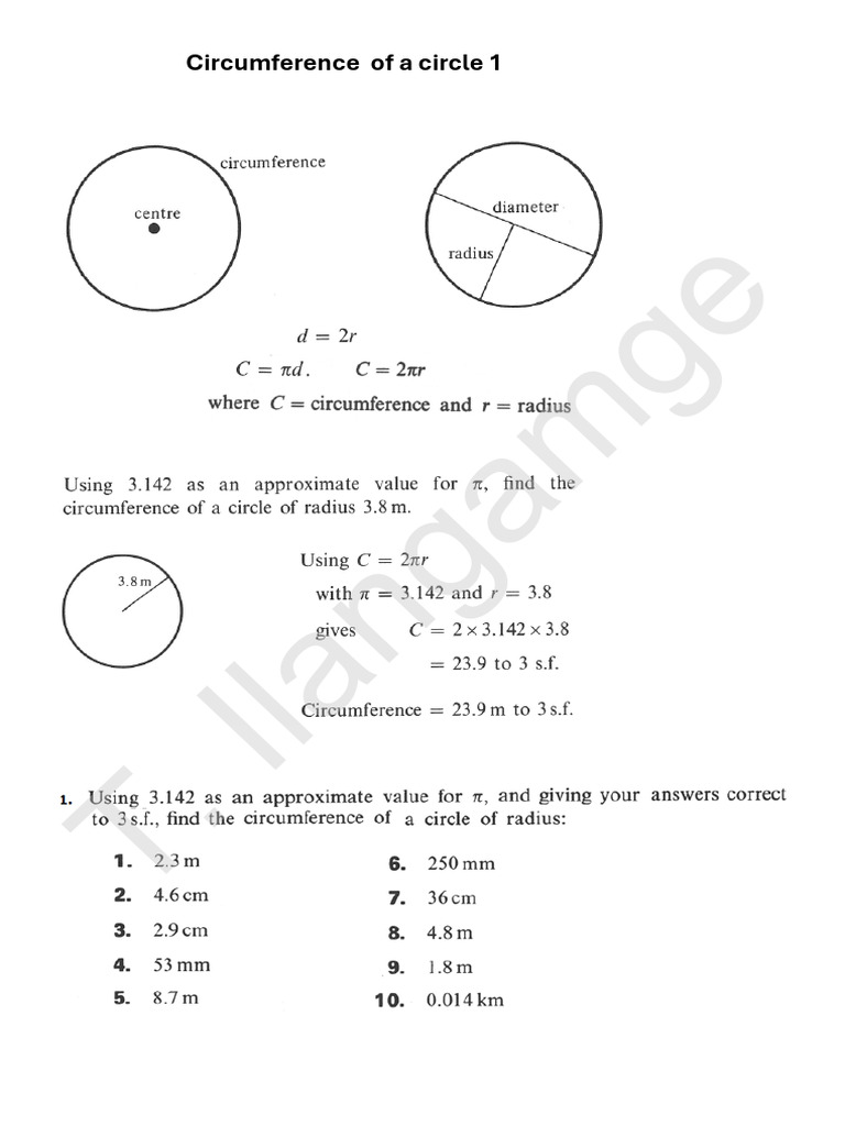 Circumference of A Circle 1 | PDF