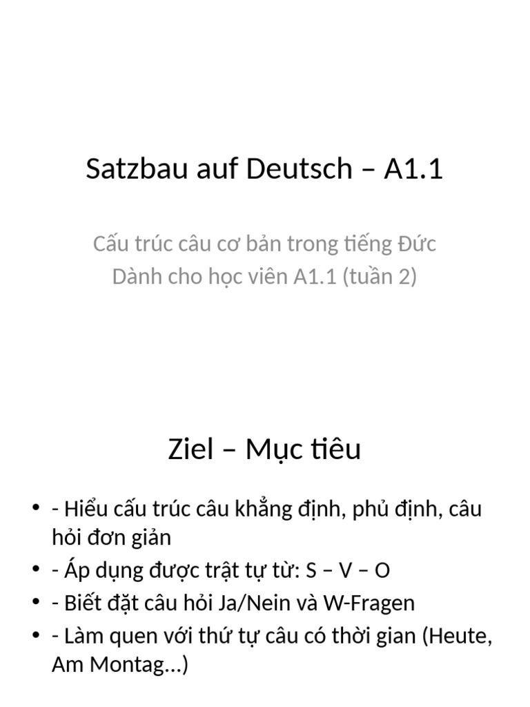 Satzbau A1.1 Praesentation | PDF