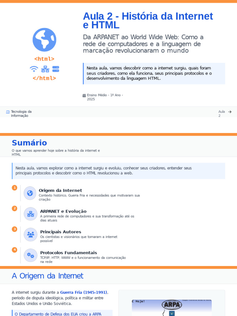 HTML e CSS - Aula 02 - A História Da Internet, Autores, Surgimento, Funcionamento e Protocolos ...