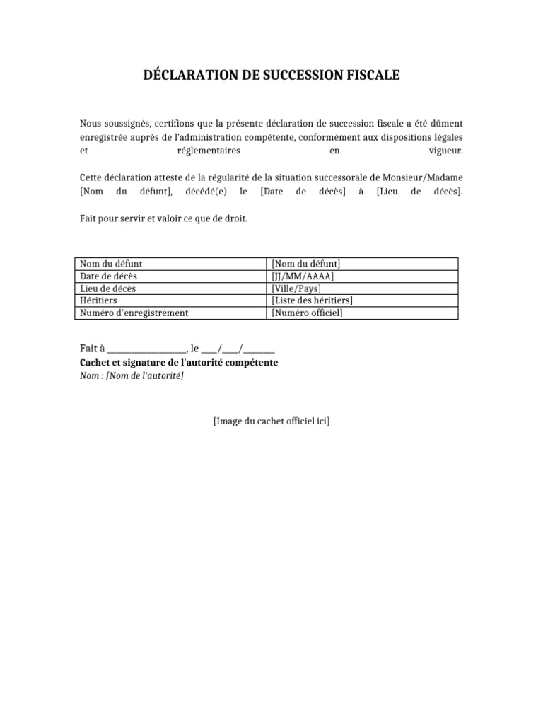 Déclaration de Succession Fiscale | PDF