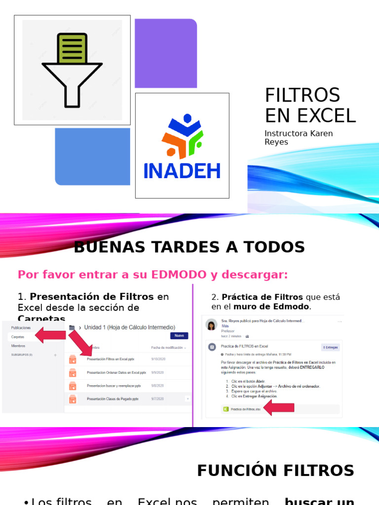 Presentación Filtros en Excel | PDF | Microsoft Excel | Informática