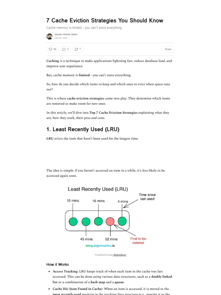 Blog Algomaster Io P 7 Cache Eviction Strategies | PDF | Cache (Computing) | Data Management