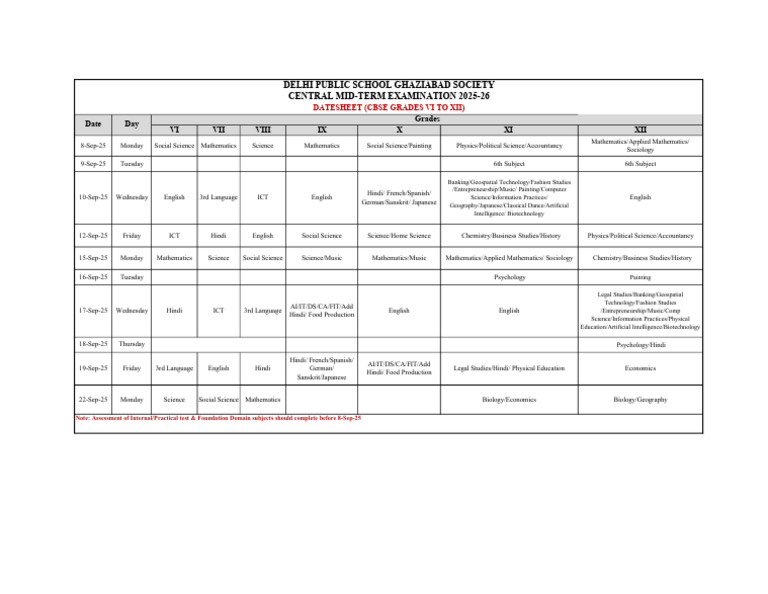 Final CMTE 2025 Datesheet | PDF | Social Sciences | Science