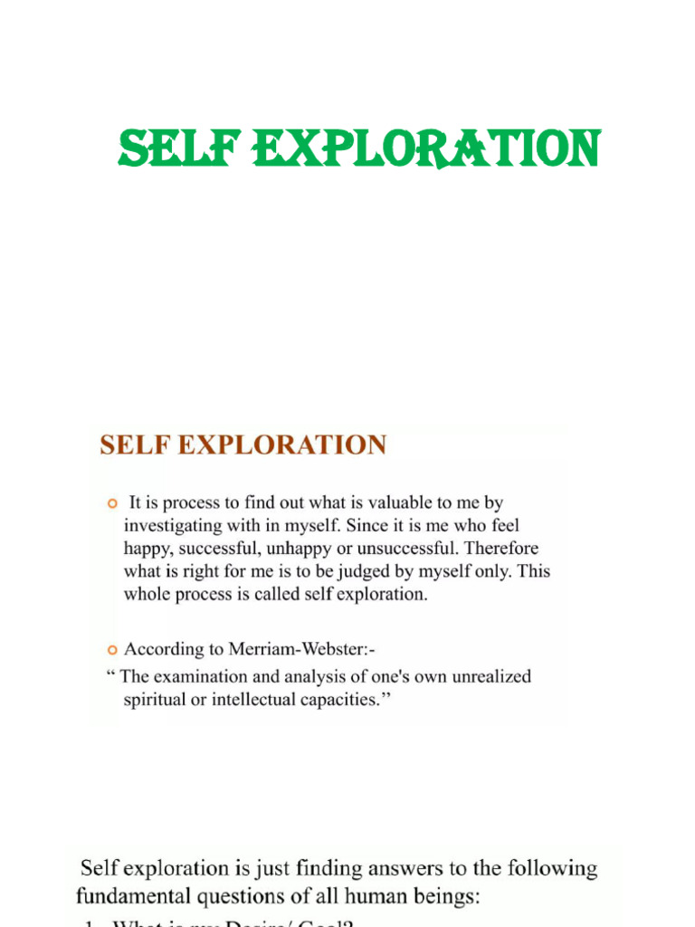 Self-Exploration in Value Education | PDF | Psychology | Psychological ...
