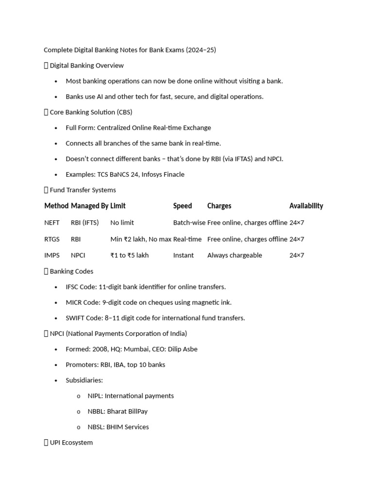 Digital Banking Notes for Bank Exams 2024 | PDF | Banks | E Commerce