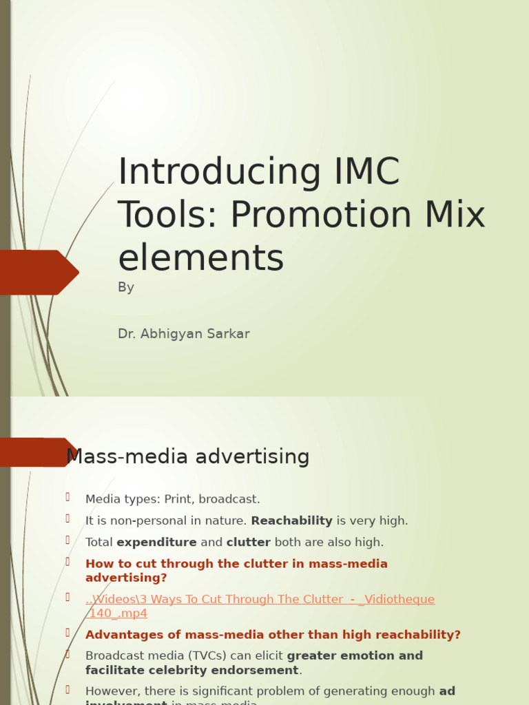Introduction To Imc Pdf Brand Advertising