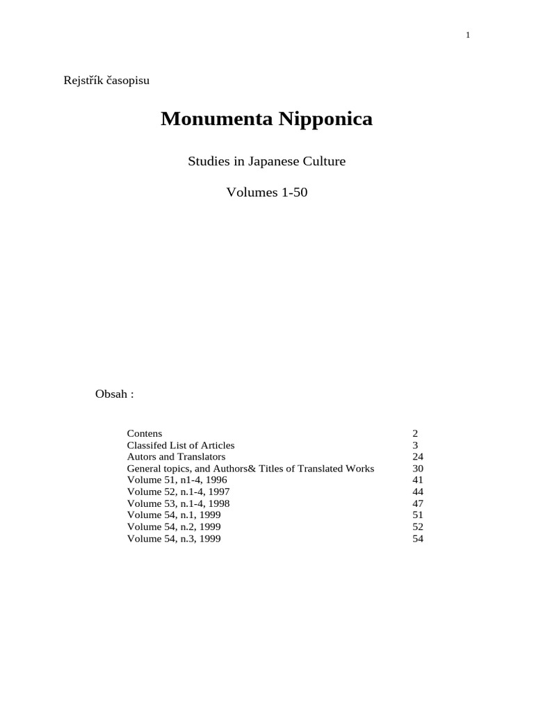 Monumenta Nipponica Do2009 | PDF | Japanese Language | Japan