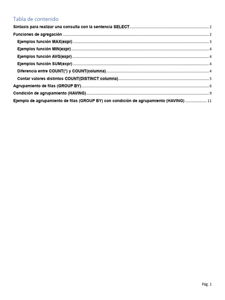 Consultas Resumen | PDF | SQL | Paradigmas de programación