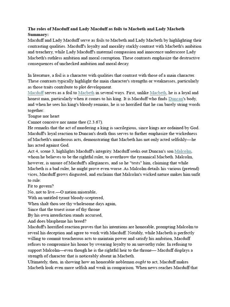 Macbeth - Summary and Extra Important Questions | PDF | Macbeth ...