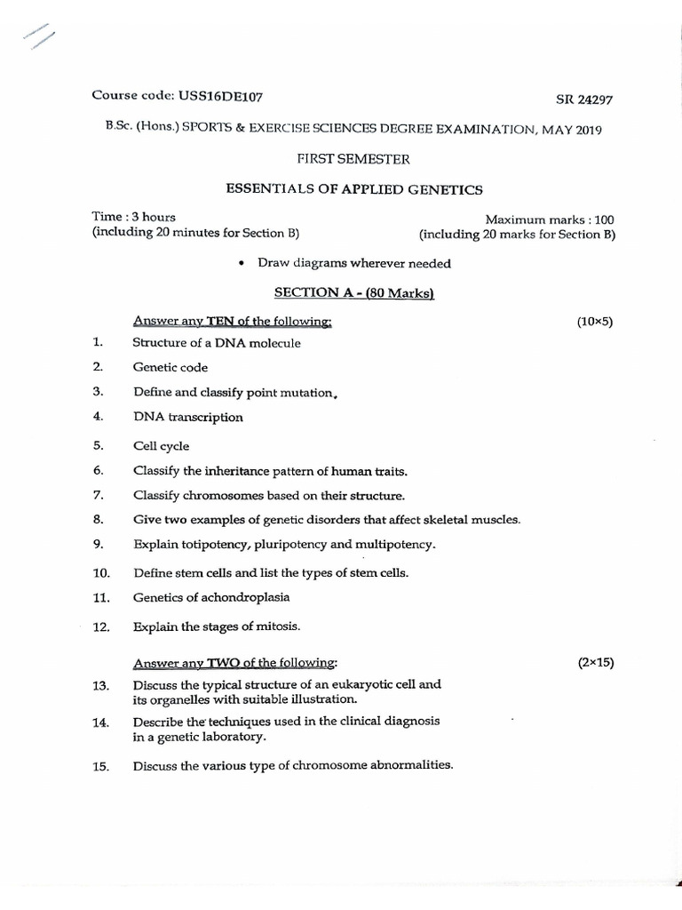 Genetics Past QP | PDF