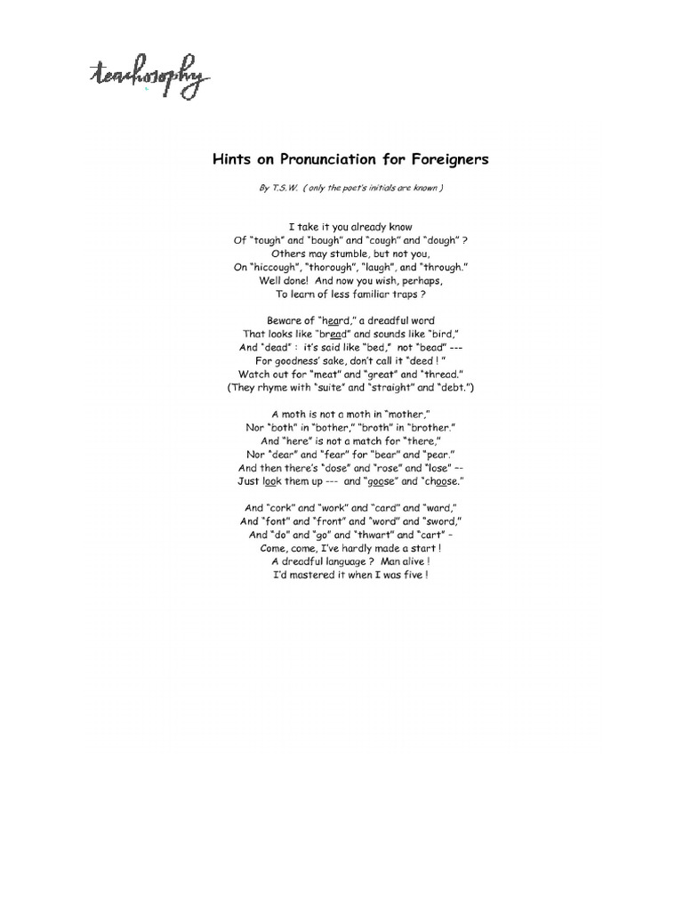 Poem - English Pronunciation | PDF