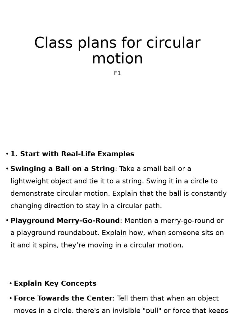 Engaging Circular Motion Class Plans | PDF