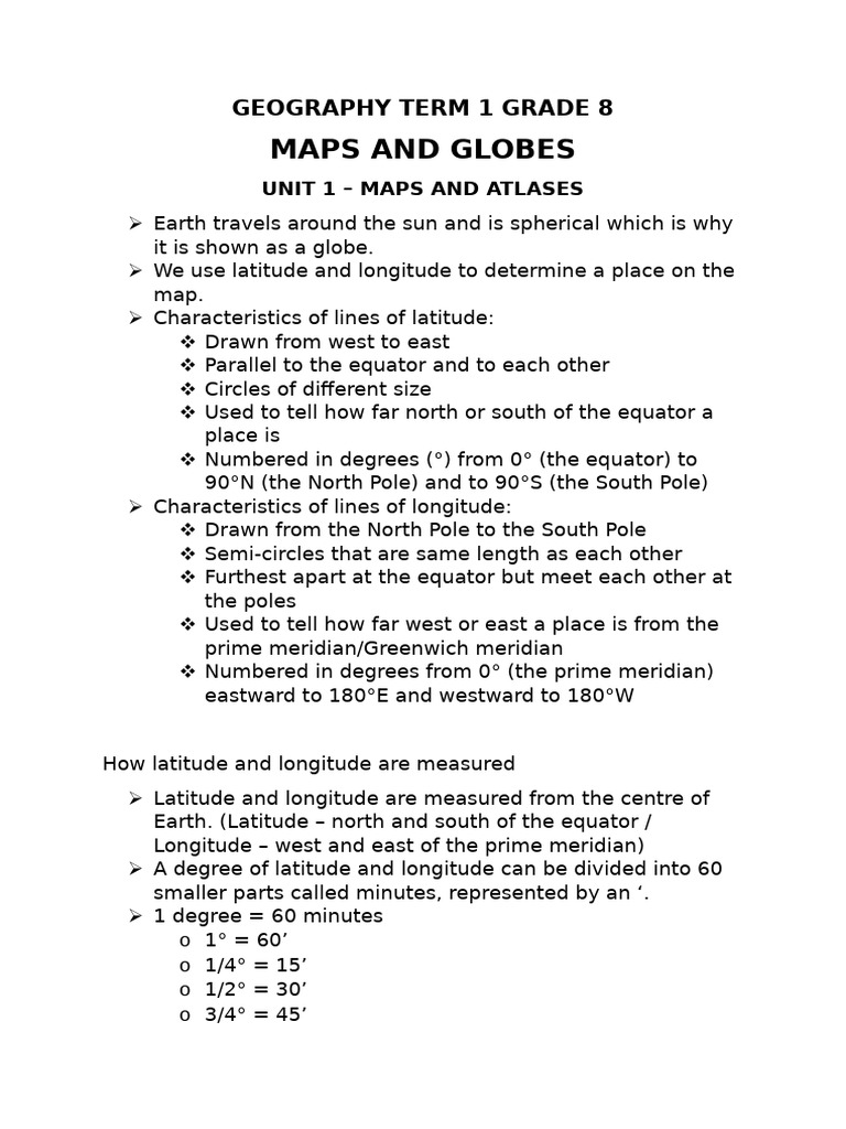 Grade 8 Geography: Latitude & Longitude | PDF