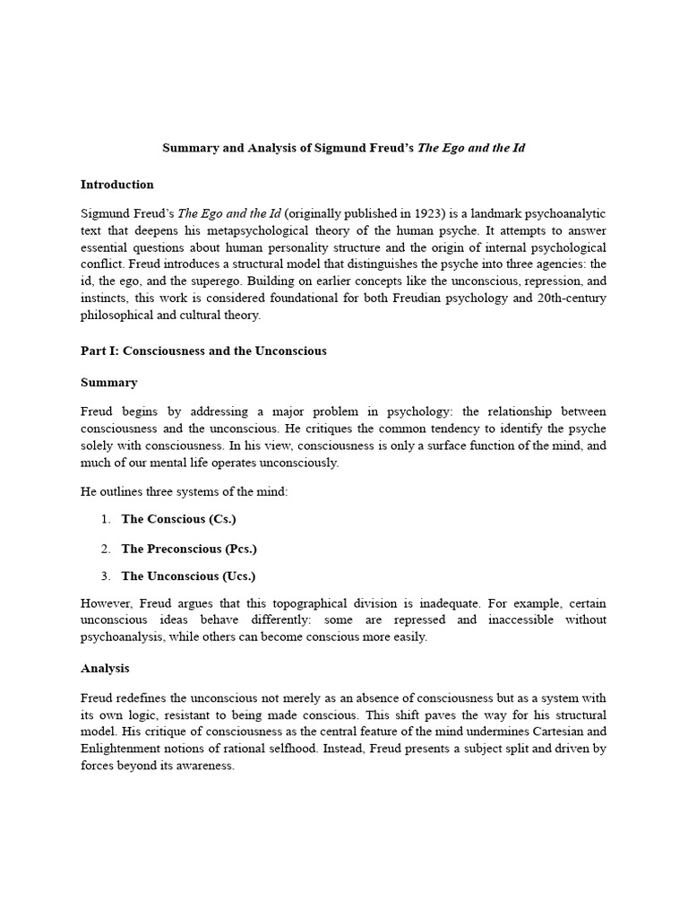 Freud's Ego and the Id: Key Insights | PDF | Sigmund Freud ...