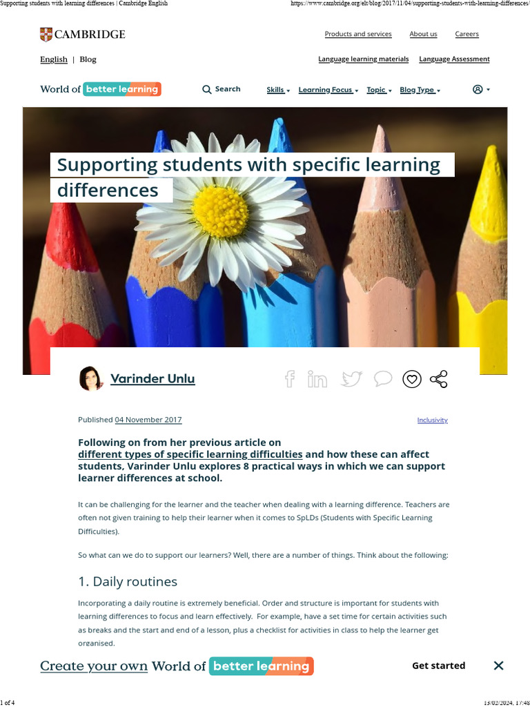 Supporting Students with Learning Differences | PDF | Learning ...