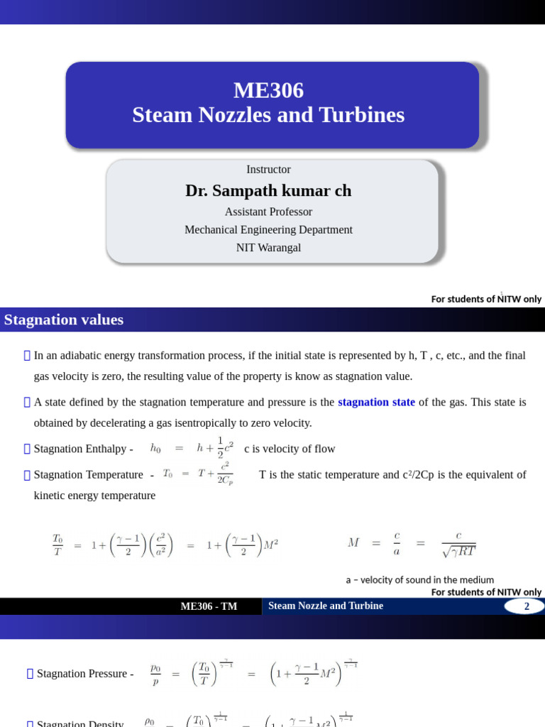 5 Stean Nozzle and Turbine | PDF | Nozzle | Fluid Mechanics