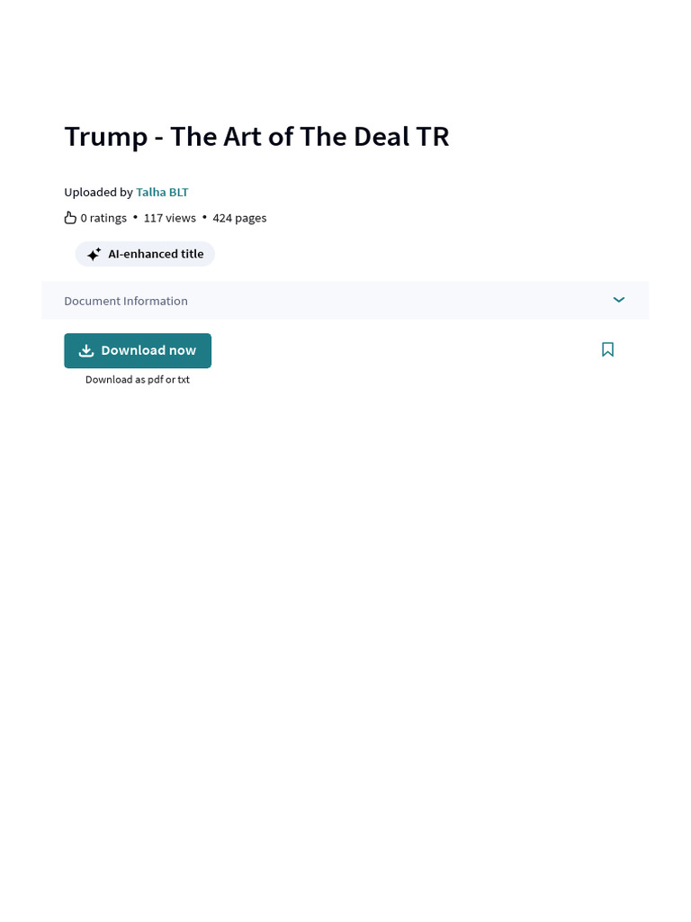 Trump - The Art of the Deal TR | PDF | PDF | Scribd