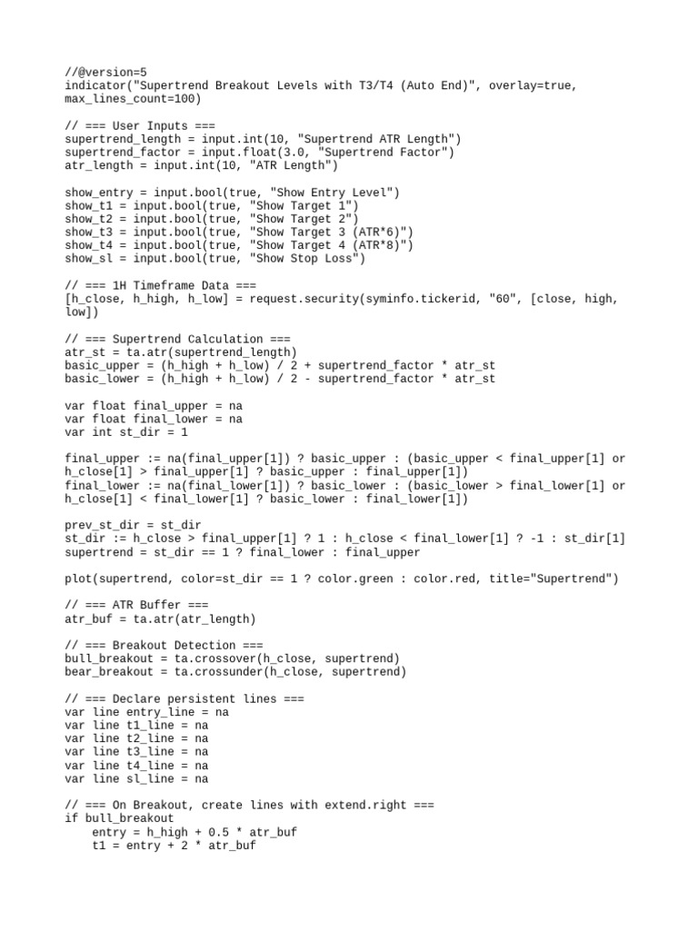 Supertrend Atr Based Targets | PDF | Computer Programming