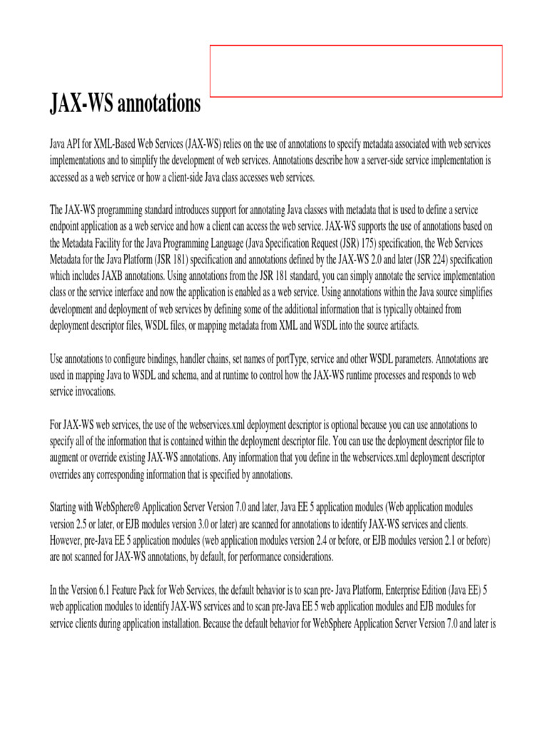JAX WS Annotations | PDF | Web Service | Class (Computer Programming)
