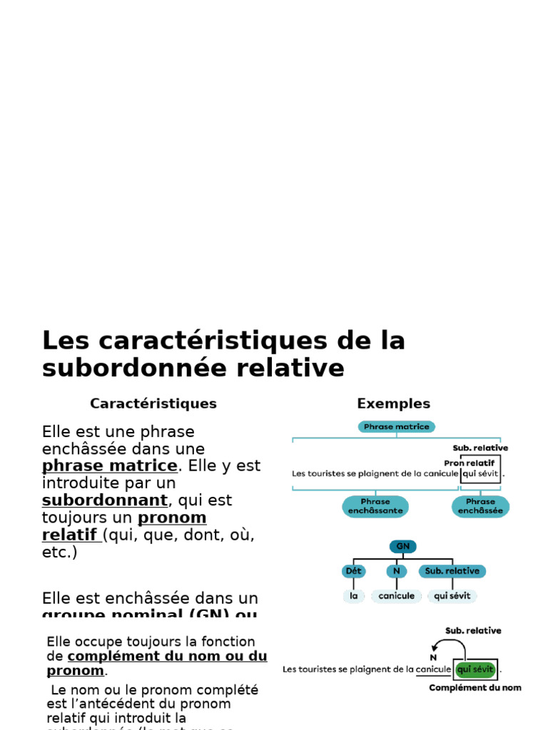 Caractéristiques de la subordonnée relative | PDF