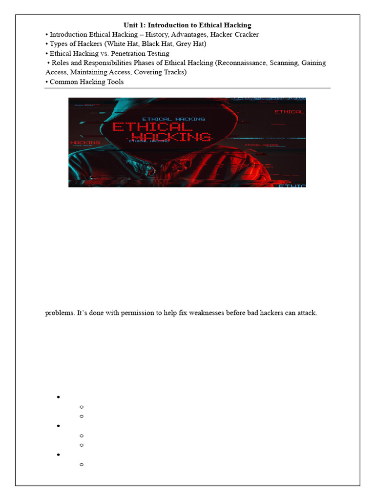 Ethical Hacking-All Units | PDF | Security Hacker | White Hat (Computer Security)