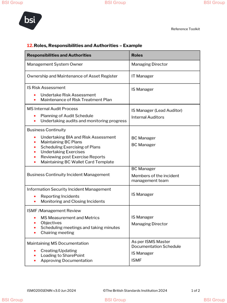 12-Roles Responsibilities and Authorities Example | PDF | Internal ...