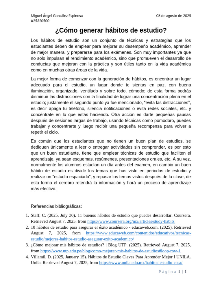 Cómo generar hábitos de estudio efectivos | PDF | Aprendizaje ...