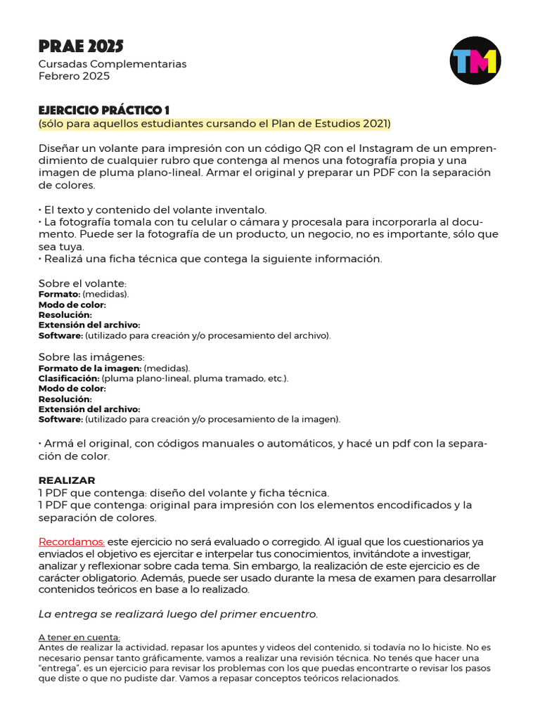 Prae 2025 - Ejercicio Practico 1 - Plan 2021 | PDF