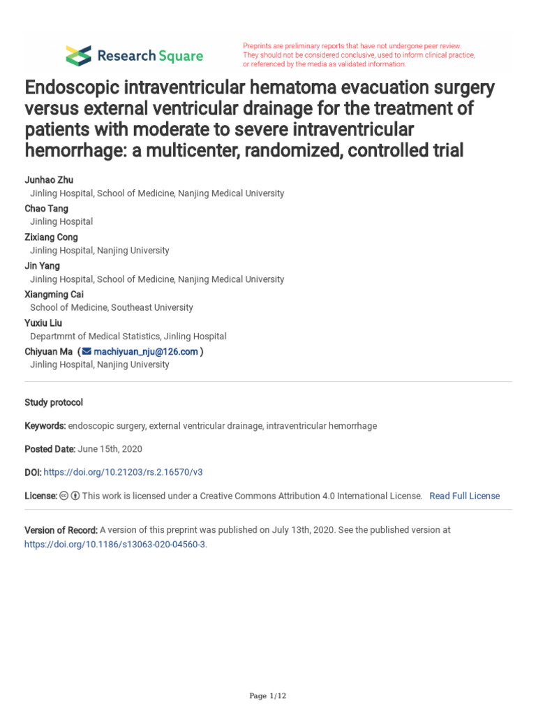 Latest Trial EVD+IVT Vs NES+EVD+IVT | PDF | Clinical Medicine ...