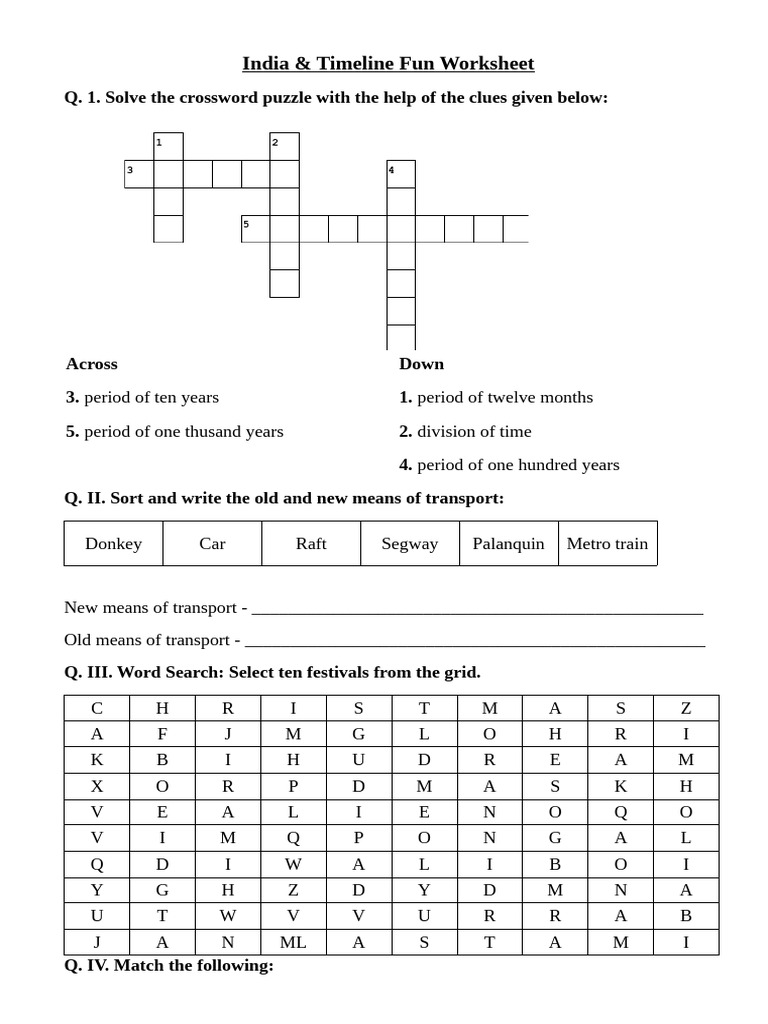 India & Timeline Fun Worksheet | PDF
