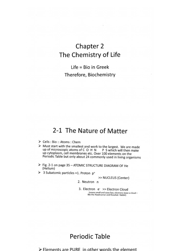 CP Bio MORE COMPLETE Chap 2 Powerpoint Biochemistry The Chemistry of ...