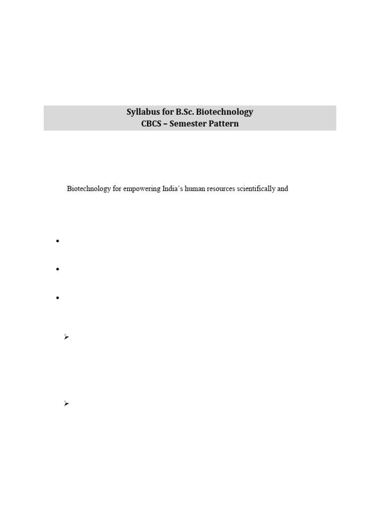 B.Sc. Biotechnology Syllabus Overview | PDF | Cell (Biology) | Metabolism