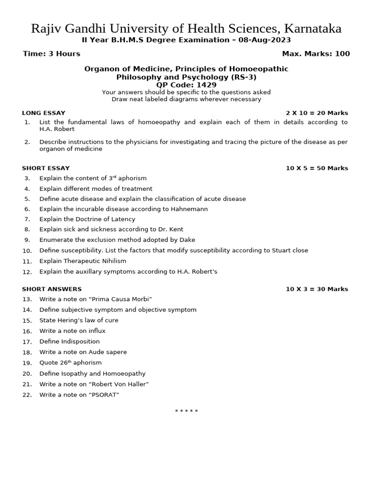 BHMS - 1429 - Organon of Medicine Principles Homoeopathic Philosophy & Psychology - Omttp (July ...