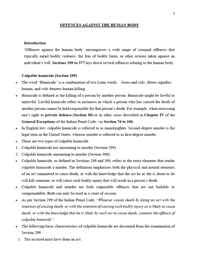 Offences Against the Human Body | PDF | Kidnapping | Murder