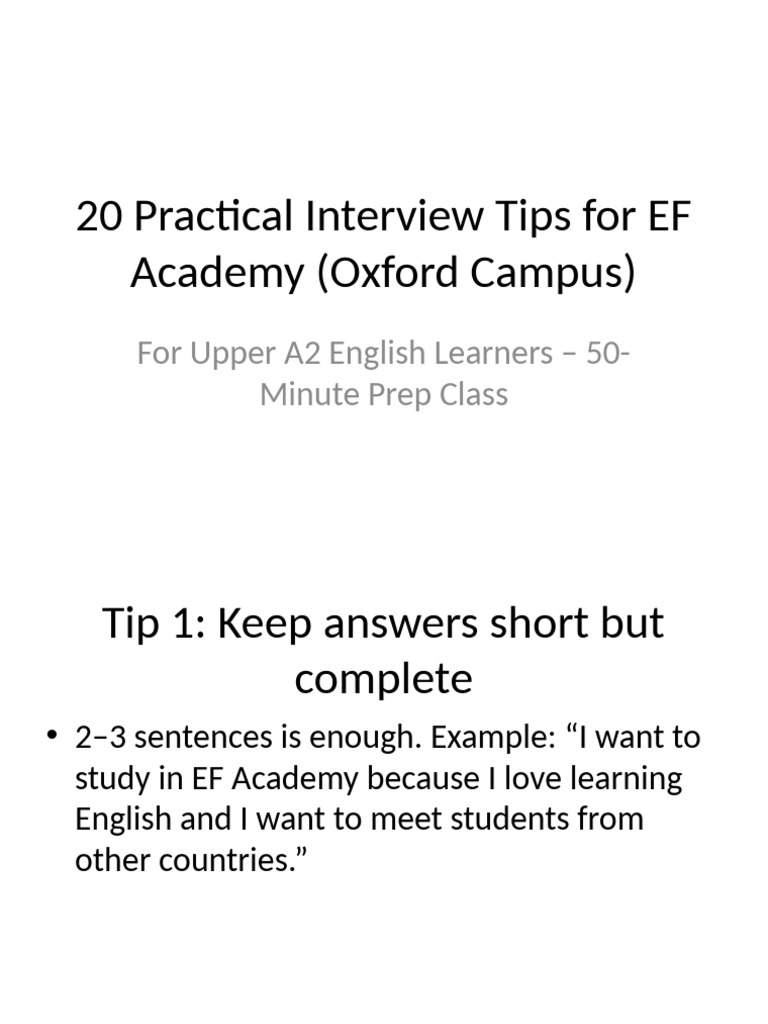 EF Academy Interview Tips | PDF | Learning