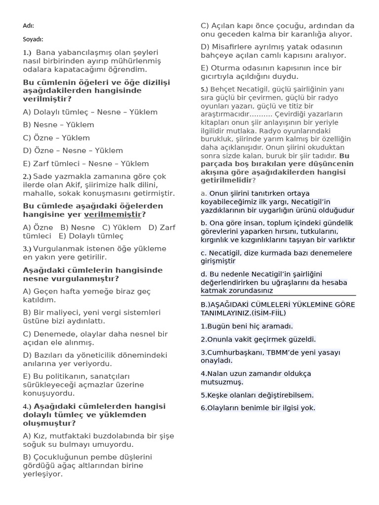 c1 ARA SINAV 1 | PDF