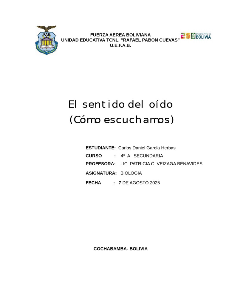 El Sentido Del Oido (Cómo Escuchamos) | PDF | Escuchando | Sonido