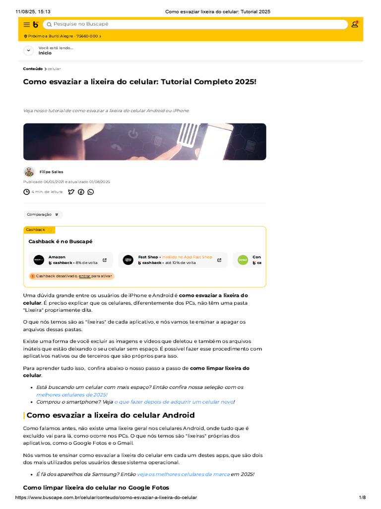 1como Esvaziar Lixeira Do Celular - Tutorial 2025 | PDF | Aplicativo ...