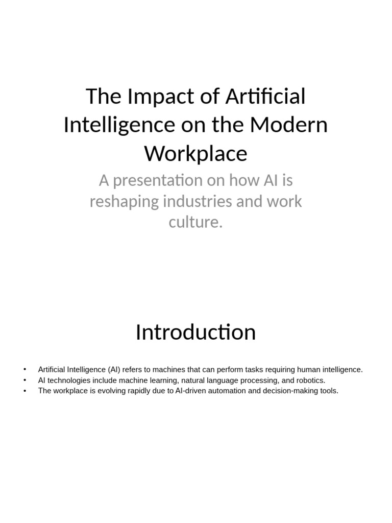 AI's Transformative Role in Workplaces | PDF